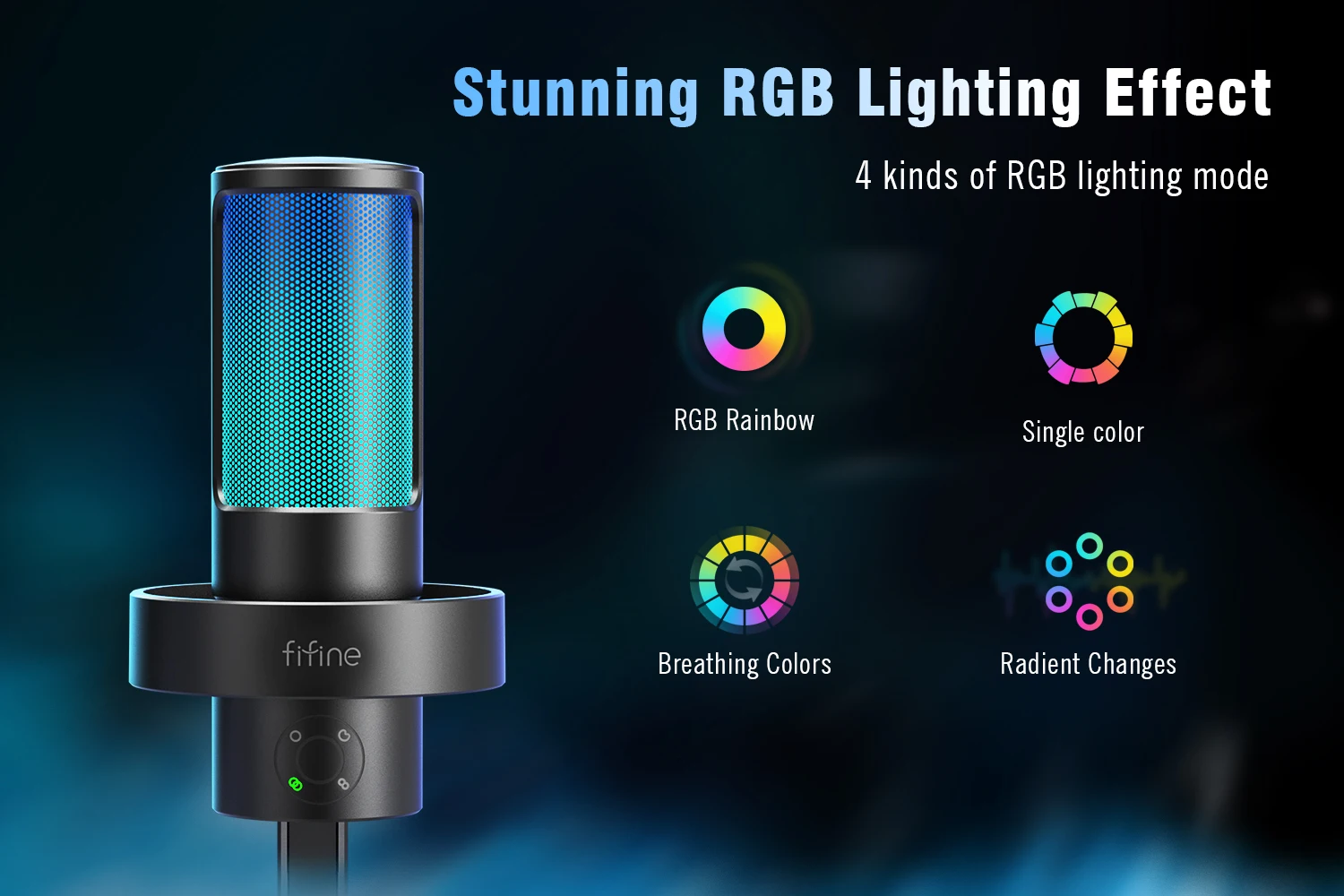 Fifine A8 Plus RGB Gaming Mic - Professional Podcast Microphone