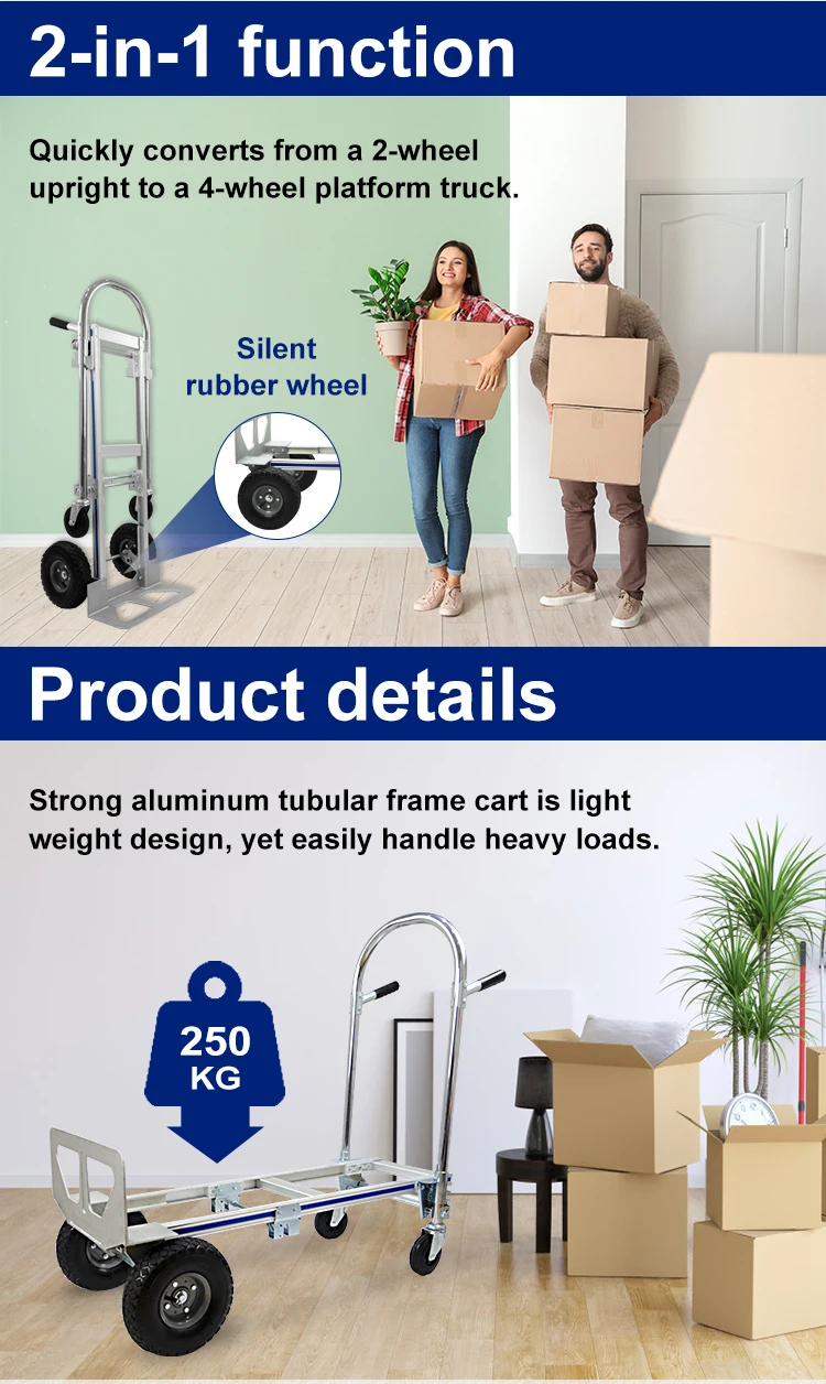 Uni-Silent 250kg Heavy Duty 2-in-1 Folding Platform Hand Truck ...