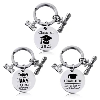 Silver Graduation Gifts Keychains Class Of 2023 Round Inspirational ...