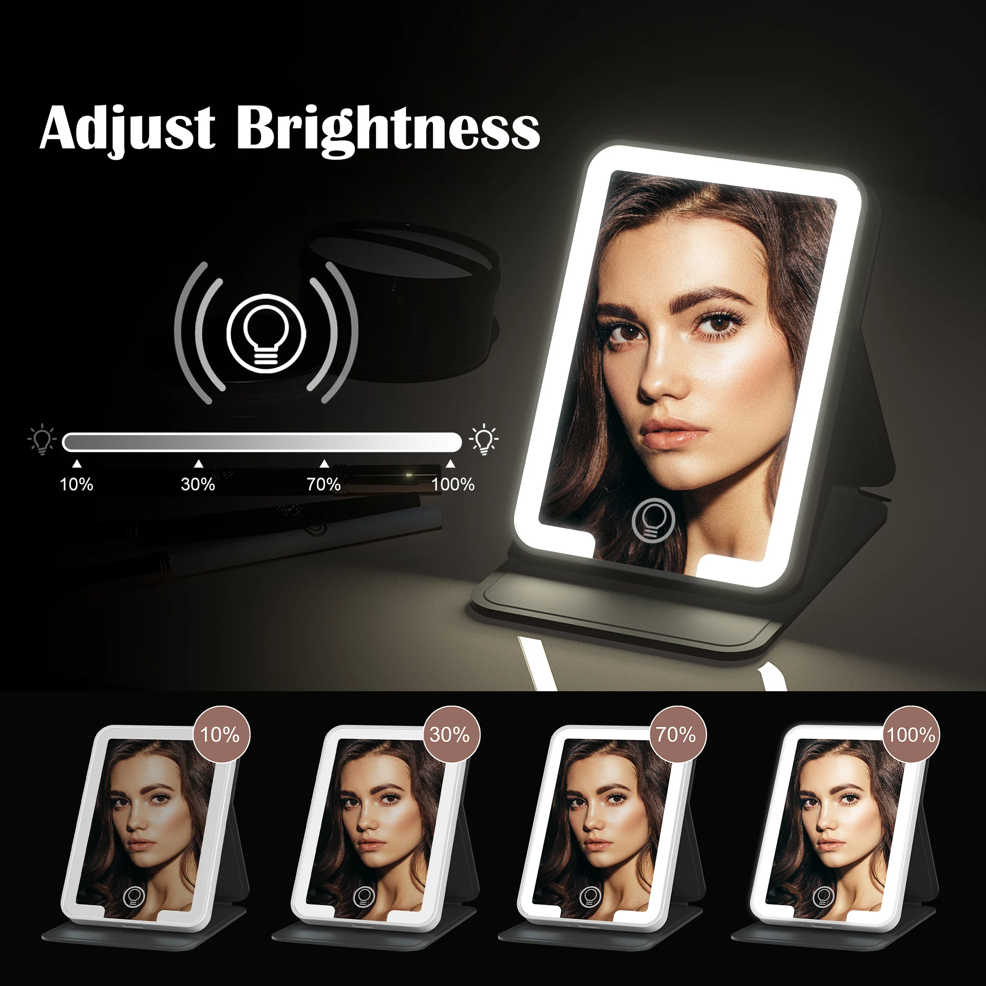 Business Gifts Portable LED Makeup Vanity Mirror Touch Screen Dimmable ...