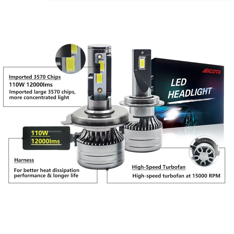 MICOTA Free Sample Led Headlights G25 9004 12-32V 50W 6500K 12000lms ...