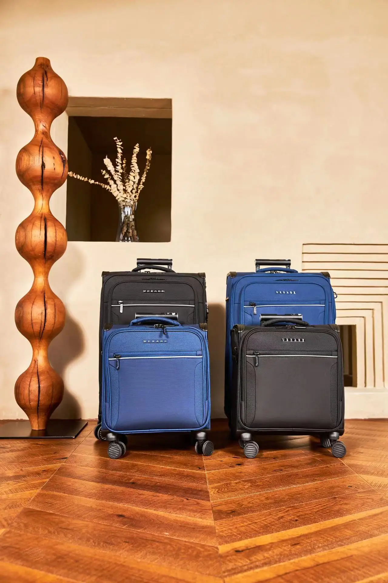 Verage Large Travelling Bags Suitcase Set 4 Wheels Soft Fabric Trolley ...