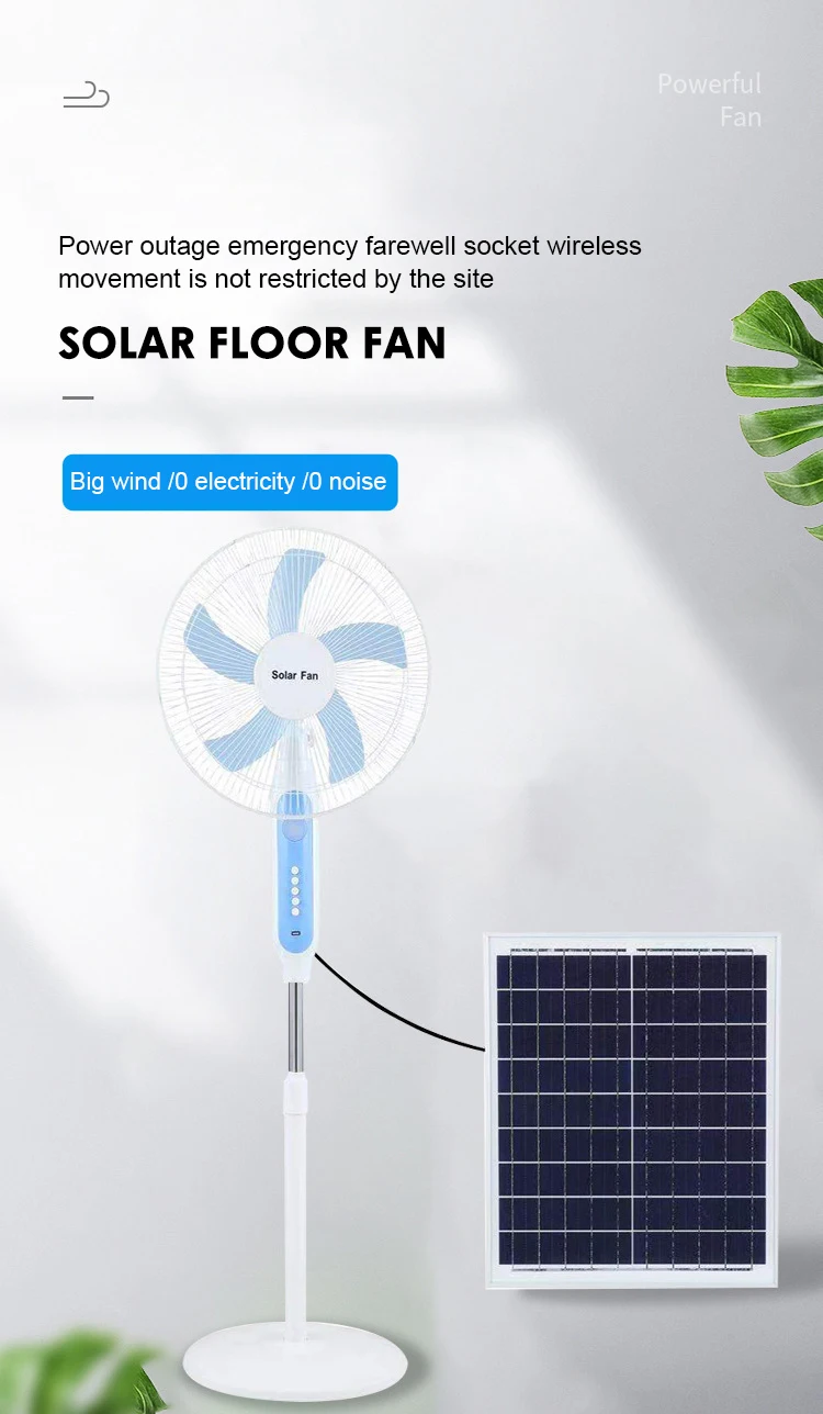 Hot Sale Solar Fan With Solar Panel Rechargeable 16 Inches 5 Blades ...