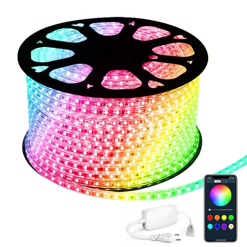 Outdoor 5050 Flexible Led Strip Light Remote App Garden Rope Lighting ...