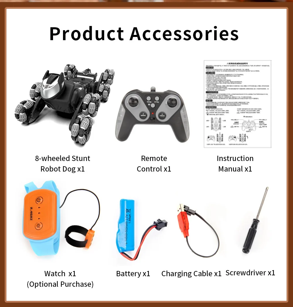 New 2.4G Eight-wheel Stunt Robot Dog Children's Parent-child ...