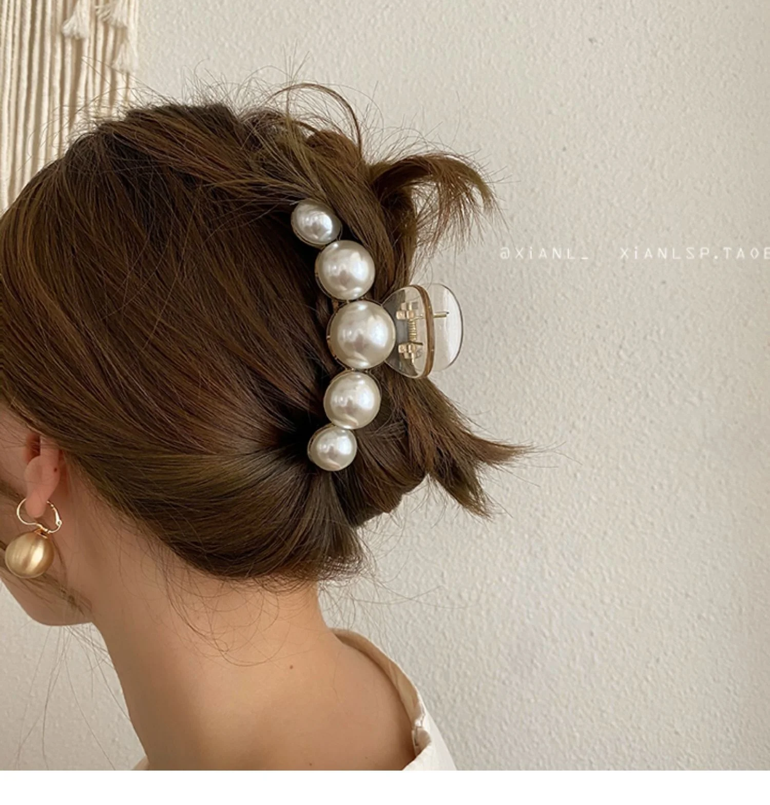 Luxury Pearl Hairpin Side Clip Girl Hair Accessories Big Small Size Transparent Hairgrips Pearl Hair Claw Clips for Women