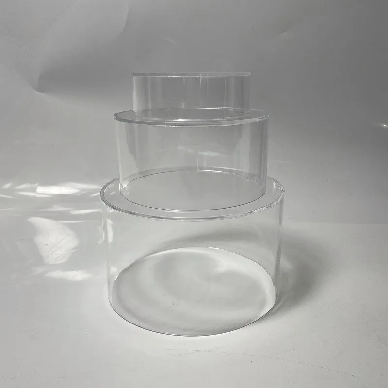 Custom Clear Acrylic Fillable Cake Display Round Cake Edge Smoother ...