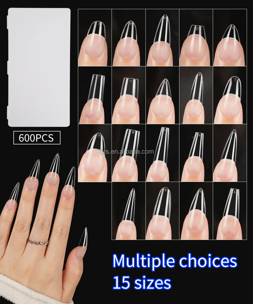 New Soft Gel X 15sizes Nails No C Curve Full Cover Acrylic Nail Tips Wholesale Almond Square ...