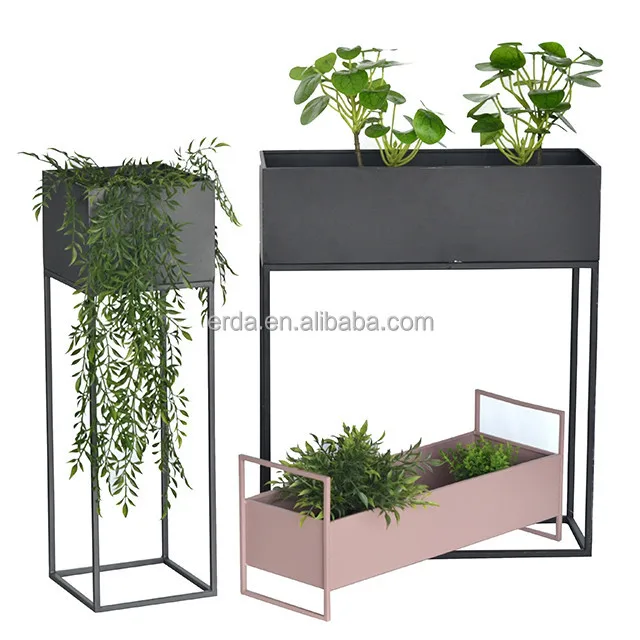 Metal Garden Planter Rack Outdoor Standing Flower Box And Multi ...
