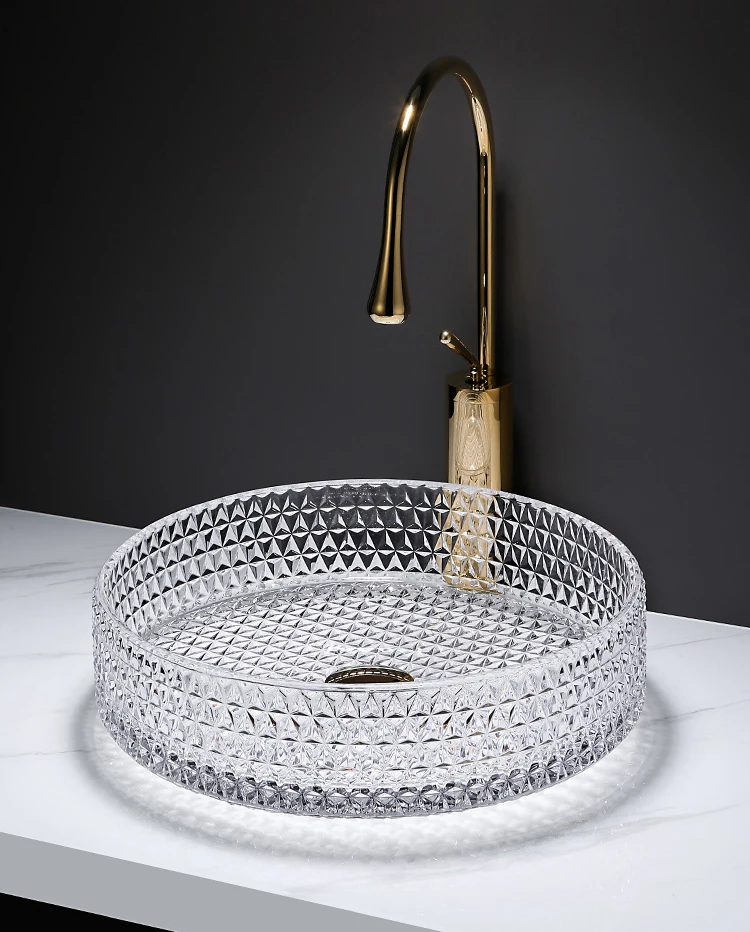 Wholesale Crystal Colorful Art Hand Wash Countertop Basin
