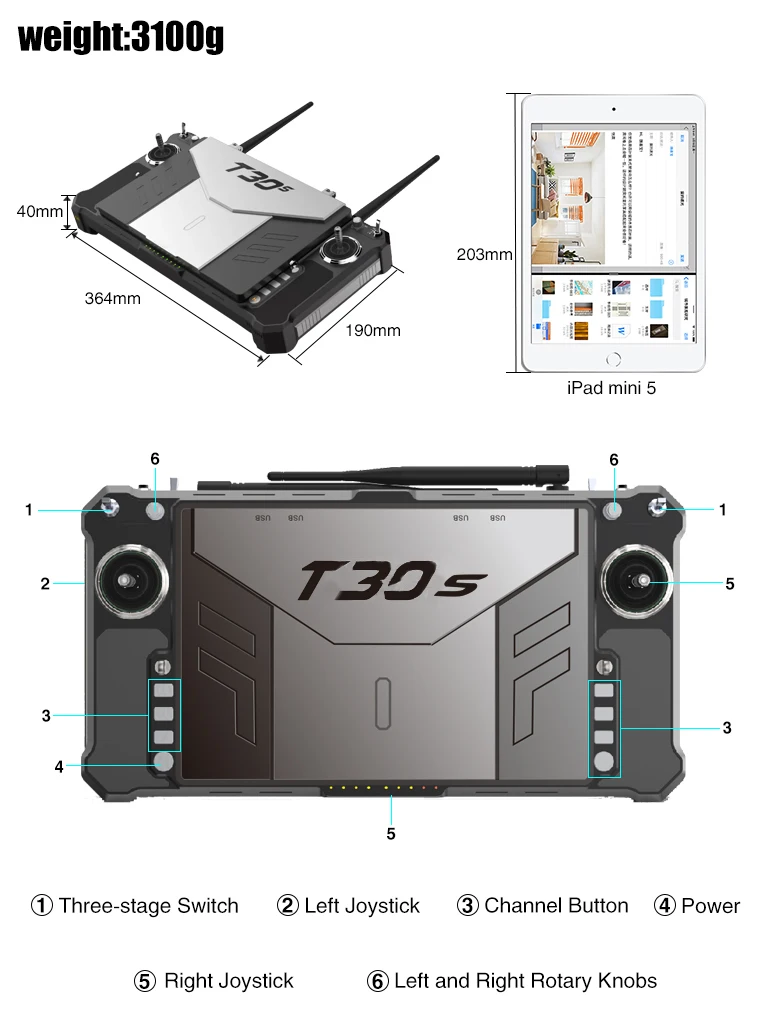 Foxtech T30S Dual-screen Portable UAV Ground Control Station & FPV ...