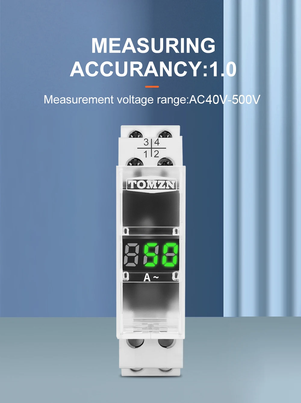 Din Rail Single Phase Ampere Meter Ac 40-500V Mini Modular Ammeter ...