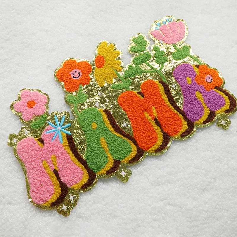 Wholesale Embroidery Glitter Holiday Mother Logo Patch Badge Iron On ...
