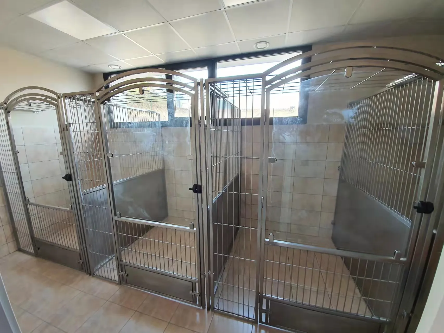 Customized Professional Walk-in Kennel System Large Dog Cage Stainless ...