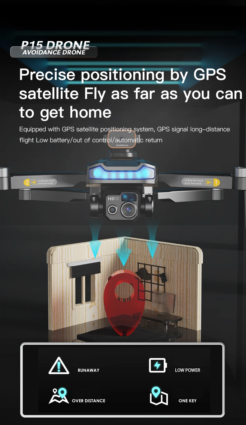 TAYA P15 Drone Dual Camera Quadcopter Drone ABS Material LED Lights ...