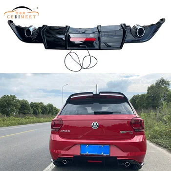 Abs Material With Led Black Body Kit Rear Diffuser Bumper Cover Rear Bumper For Volkswagen Polo ...