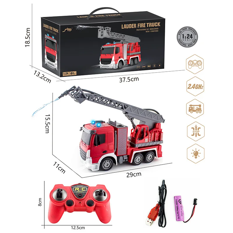 Remote Control Firetruck Toy Rc Firefighter Truck With Water Spraying ...