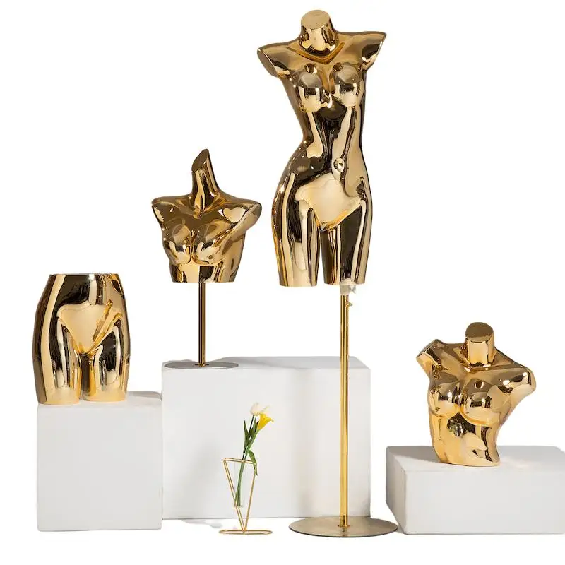 Luxury Fiberglass Lady Mannequin Display Shiny Gold Panties Bra Display ...