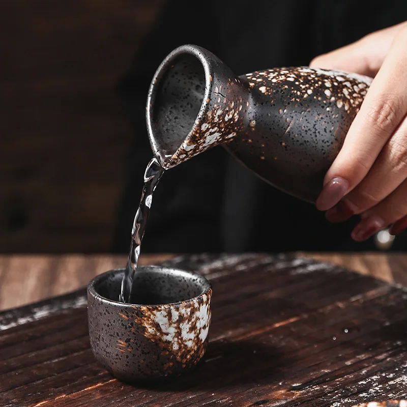Bar Drinkware Japanese Sake Pot Stoneware Ceramic Sake Cup Bottle Set ...