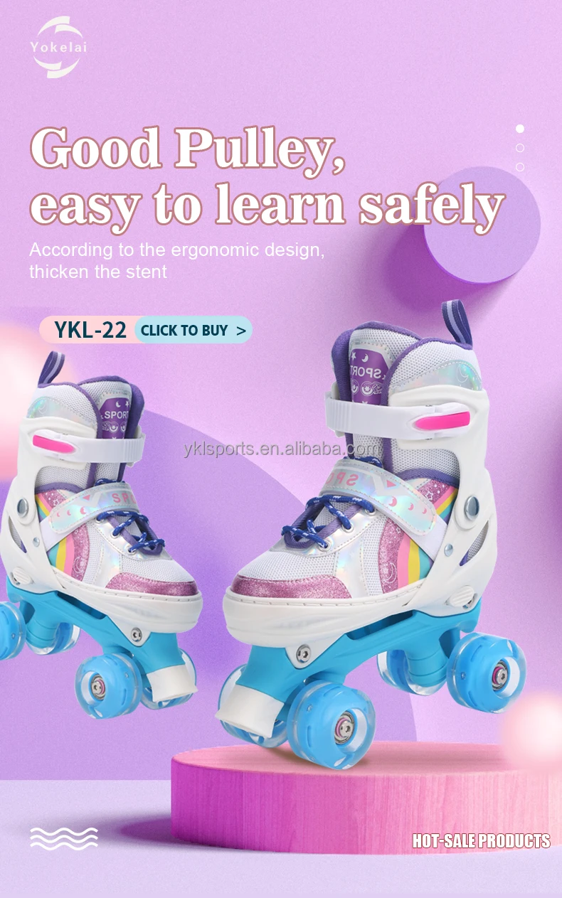 Quad Roller Skate 4 Wheel Quad Roller Skates For Girls Flashing Roller ...