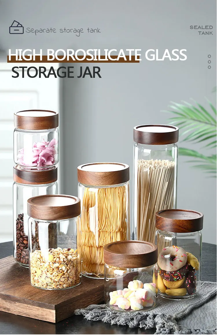 Wholesale Kitchen Storage Jar Container Thread Type Borosilicate Glass Food Storage Jars With ...
