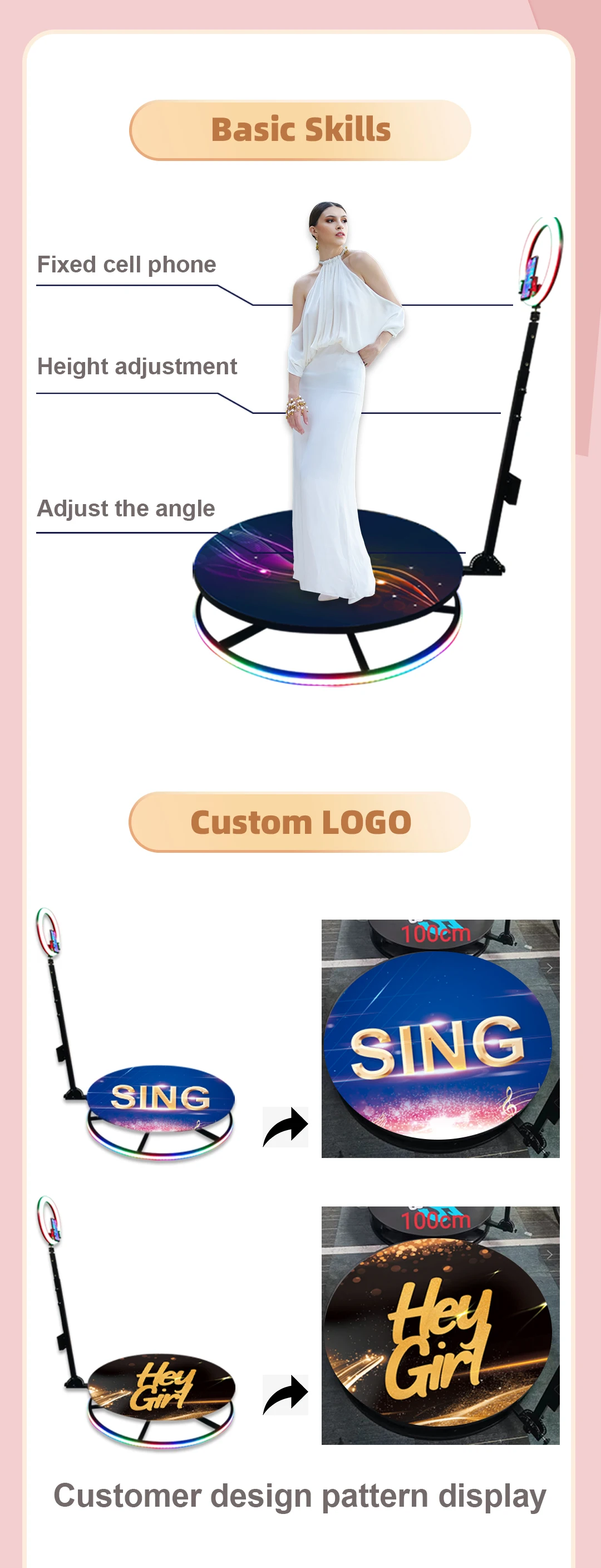 Dropshipping Spinning 115cm Video Booth Glass Platform Party 360 Photo ...