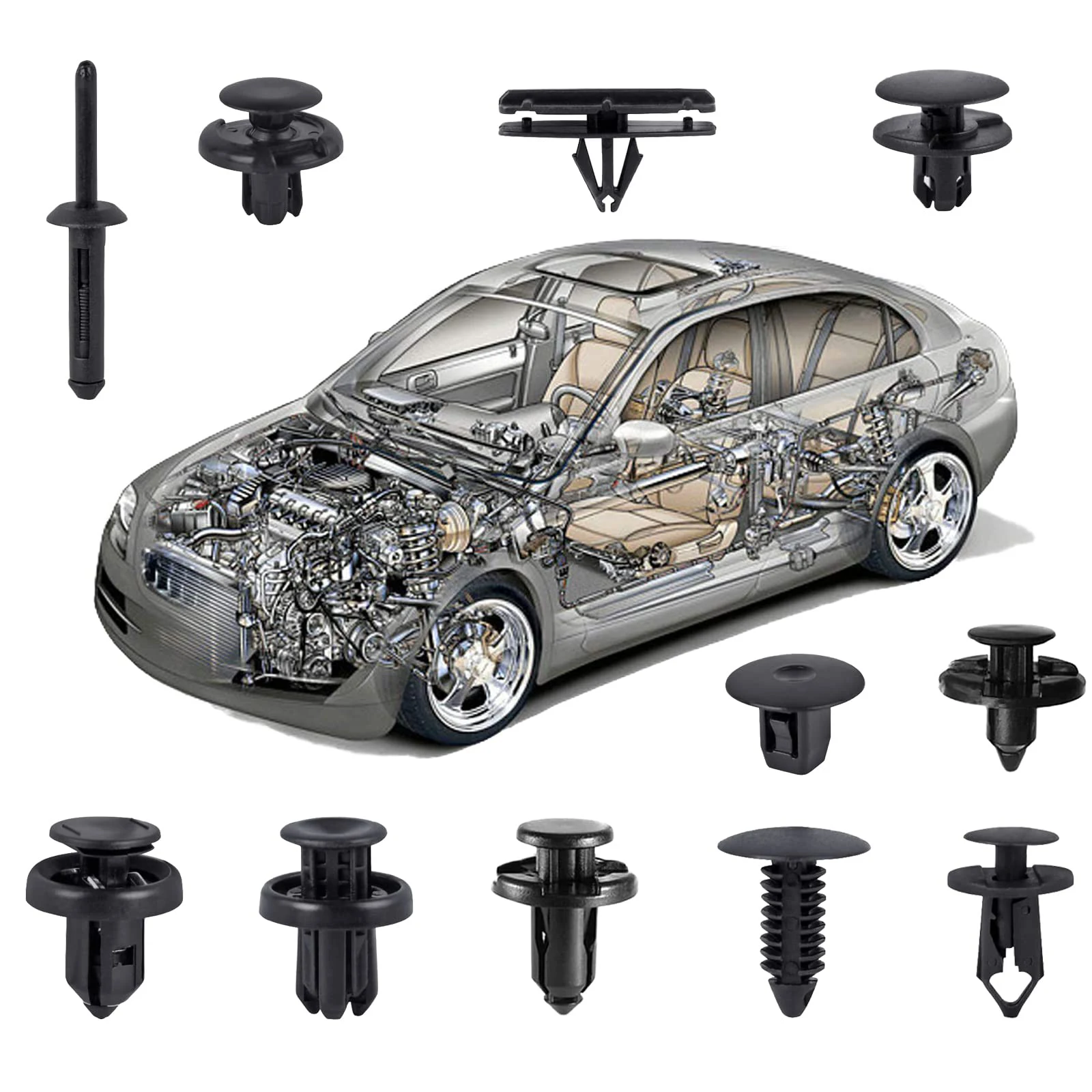 Automotive Push Car Bumper Retainer Fastener Plastic Nylon Clip Rivets ...