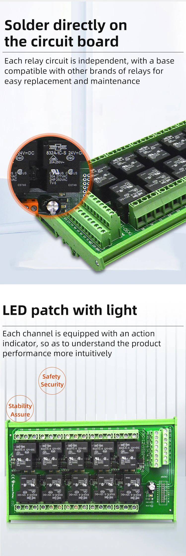 Relay Module 8-channel Genuine Songchuan 30A Relay DC24 V12V 832A-1C-S ...