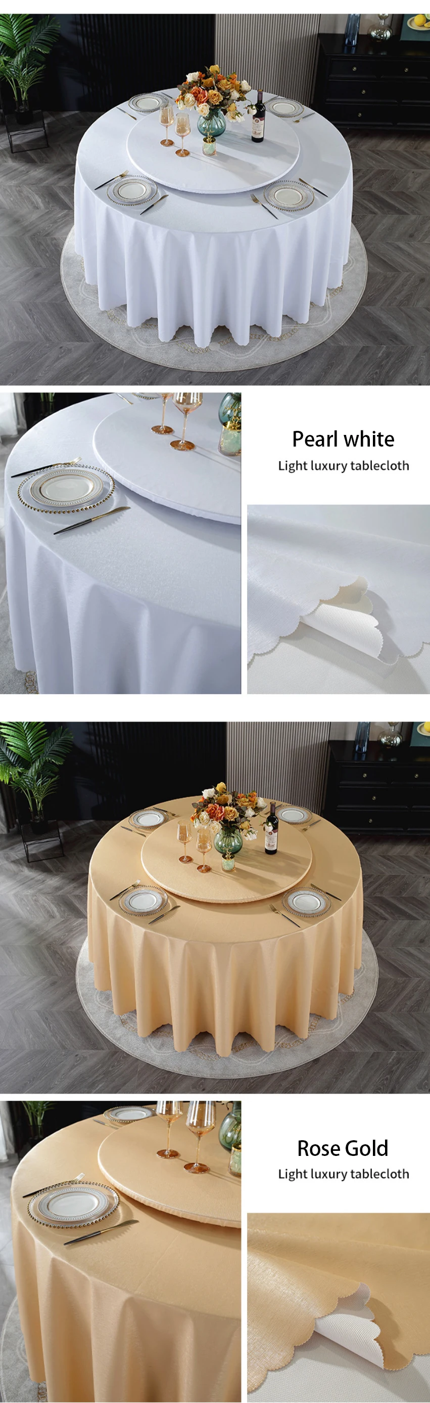 Hotel Round Tablecloth Waterproof Oil Proof Ironing And Wash Free Table ...