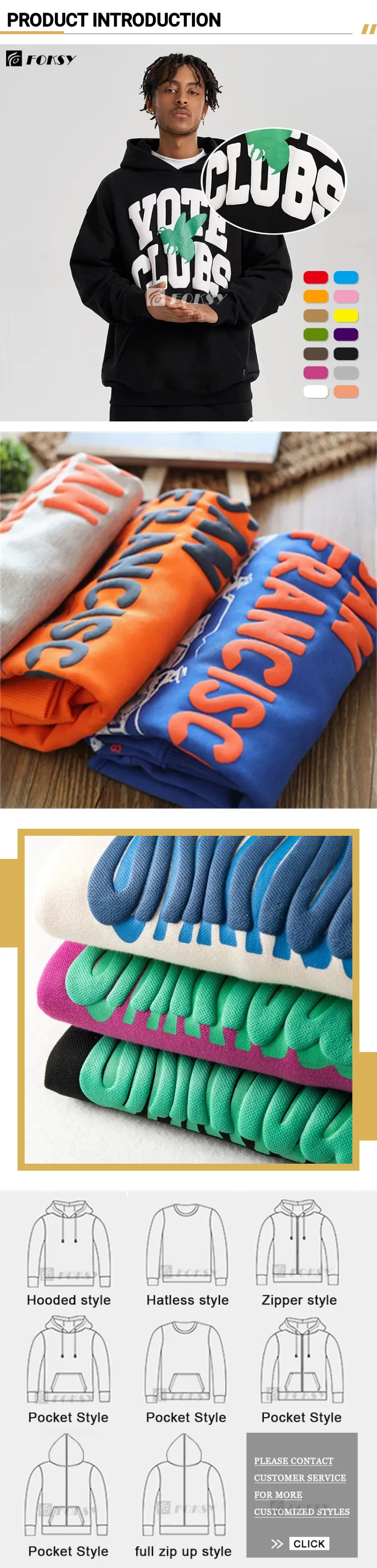 Men Custom 3d Logo Hoodies Puff Printing Embossed Wholesale Custom 3d ...