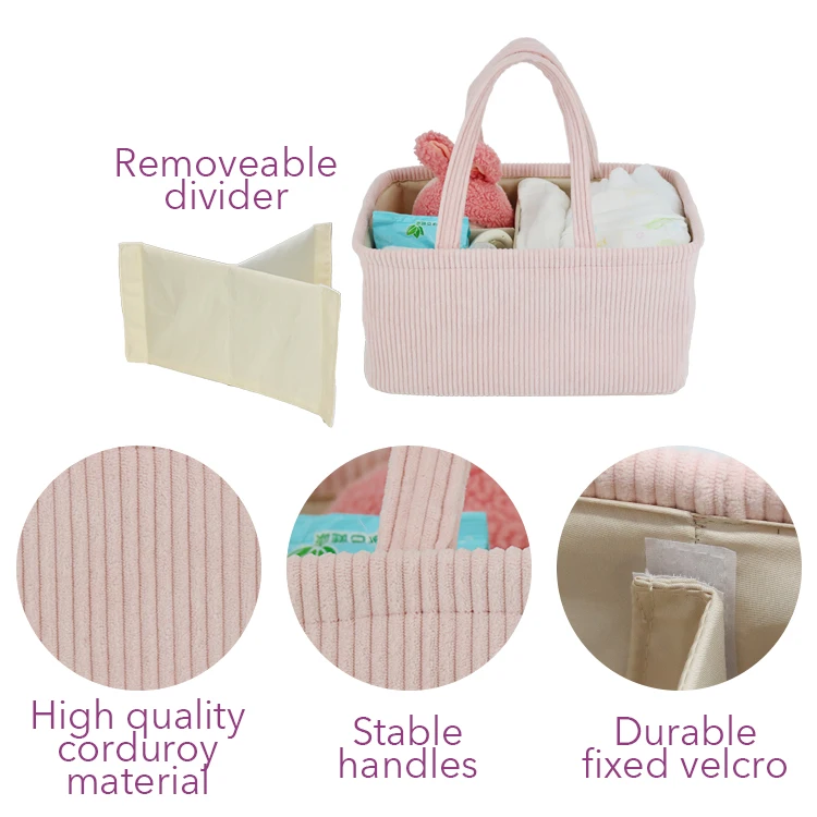 Wholesale Custom Folding Corduroy Diaper Caddy Diaper Storage Organizer ...