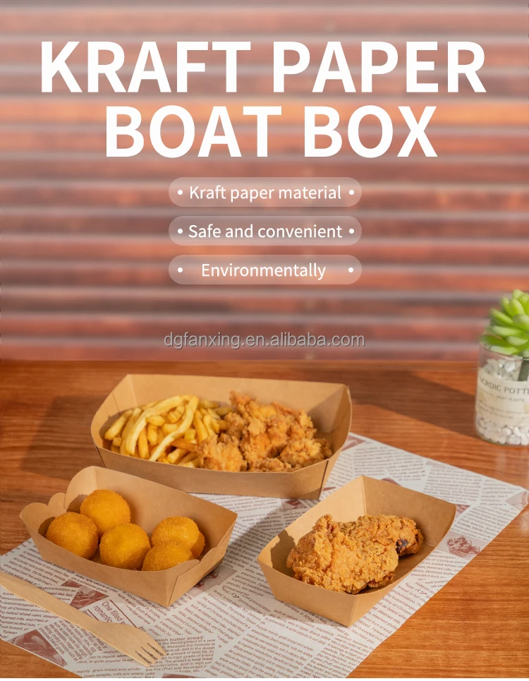 Recycled Hot Food Tray Disposable Paper French Fries Box Biodegradable ...