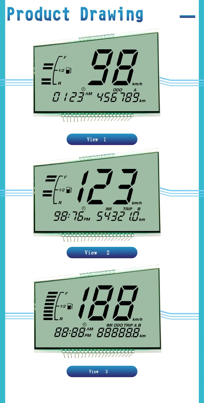 Custom Segment Lcd Display Htn Segment Displays Electric Motorcycle Instrument Htn 7 Segment ...