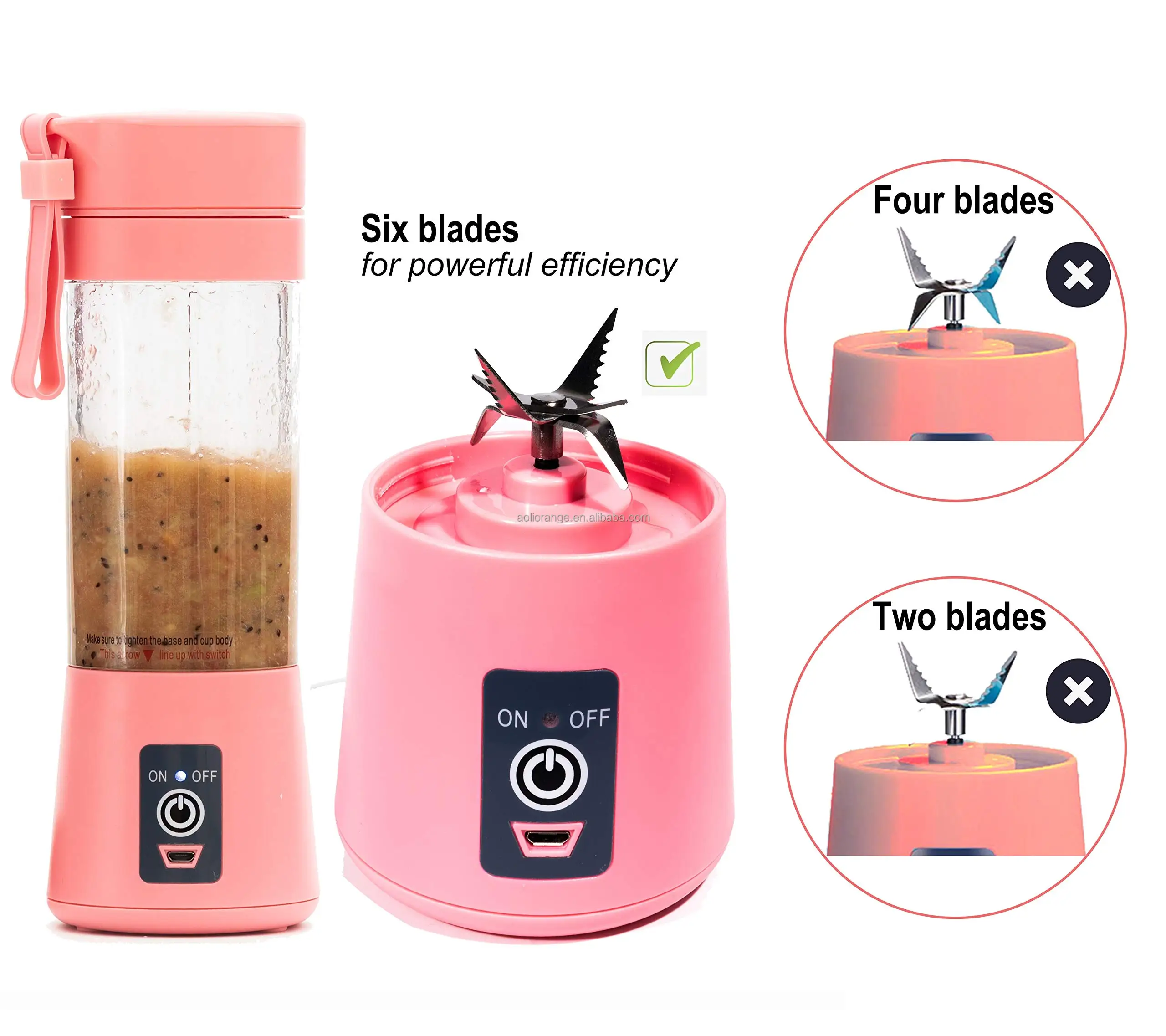 Custom Electric Mini Fruit Juicebottle Blender Licuadoras Home USB 6 ...