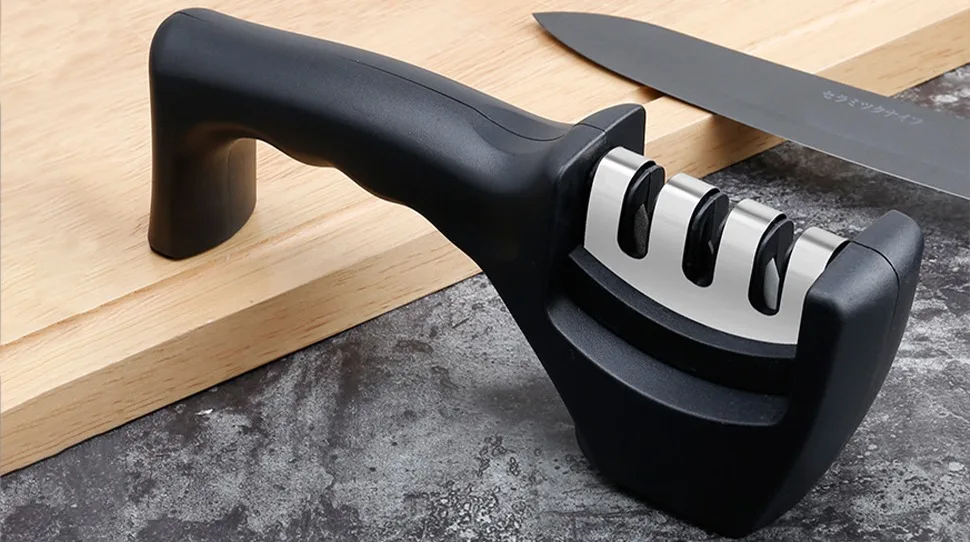 3-in-1 Kitchen Chef Knife Scissors Sharpener 3 Stages Type Quick Knife ...