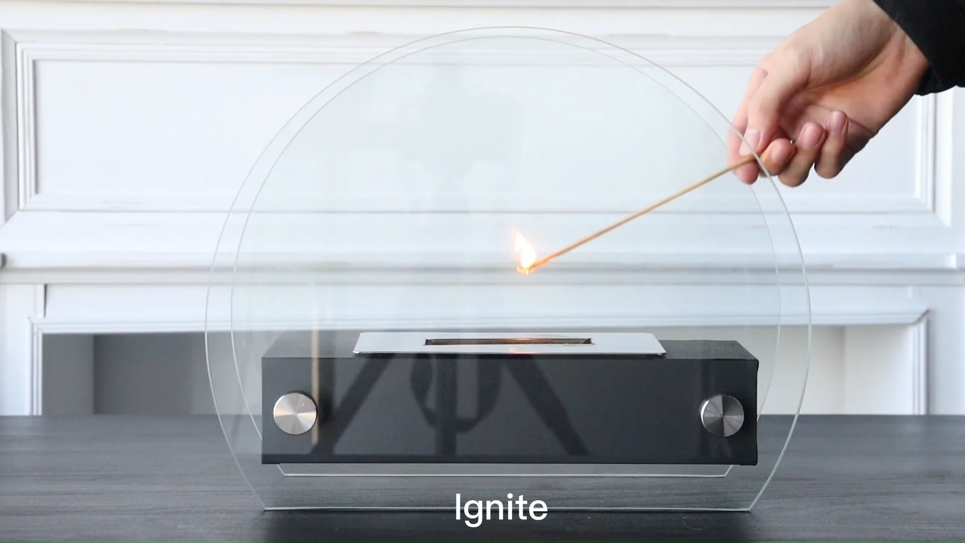 Stylish Coffee Table Fireplace Black Metal Ethanol Fireplace Detachable ...