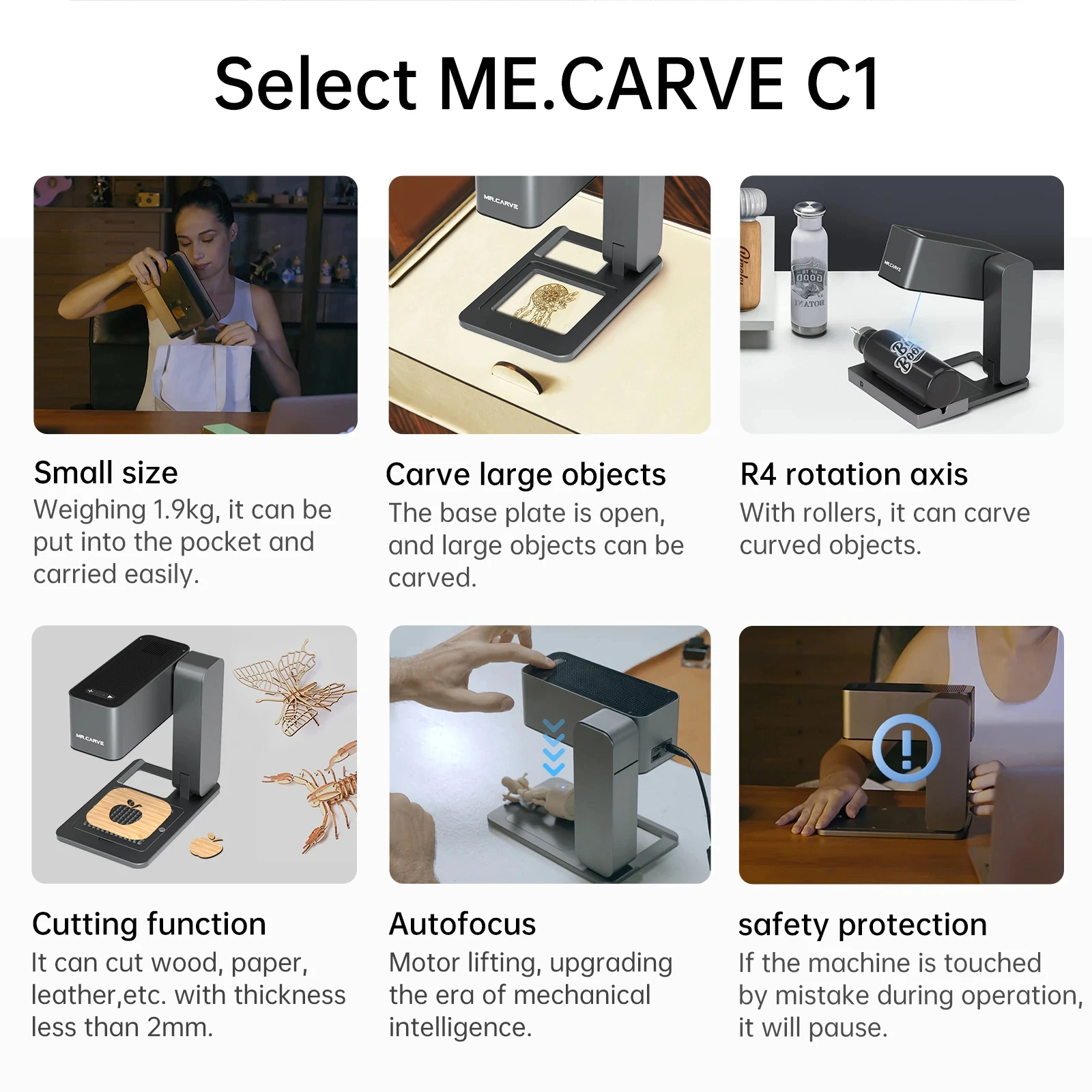MR.CARVE C1 Mini Imprimante Portable - Laser Engraving Machine