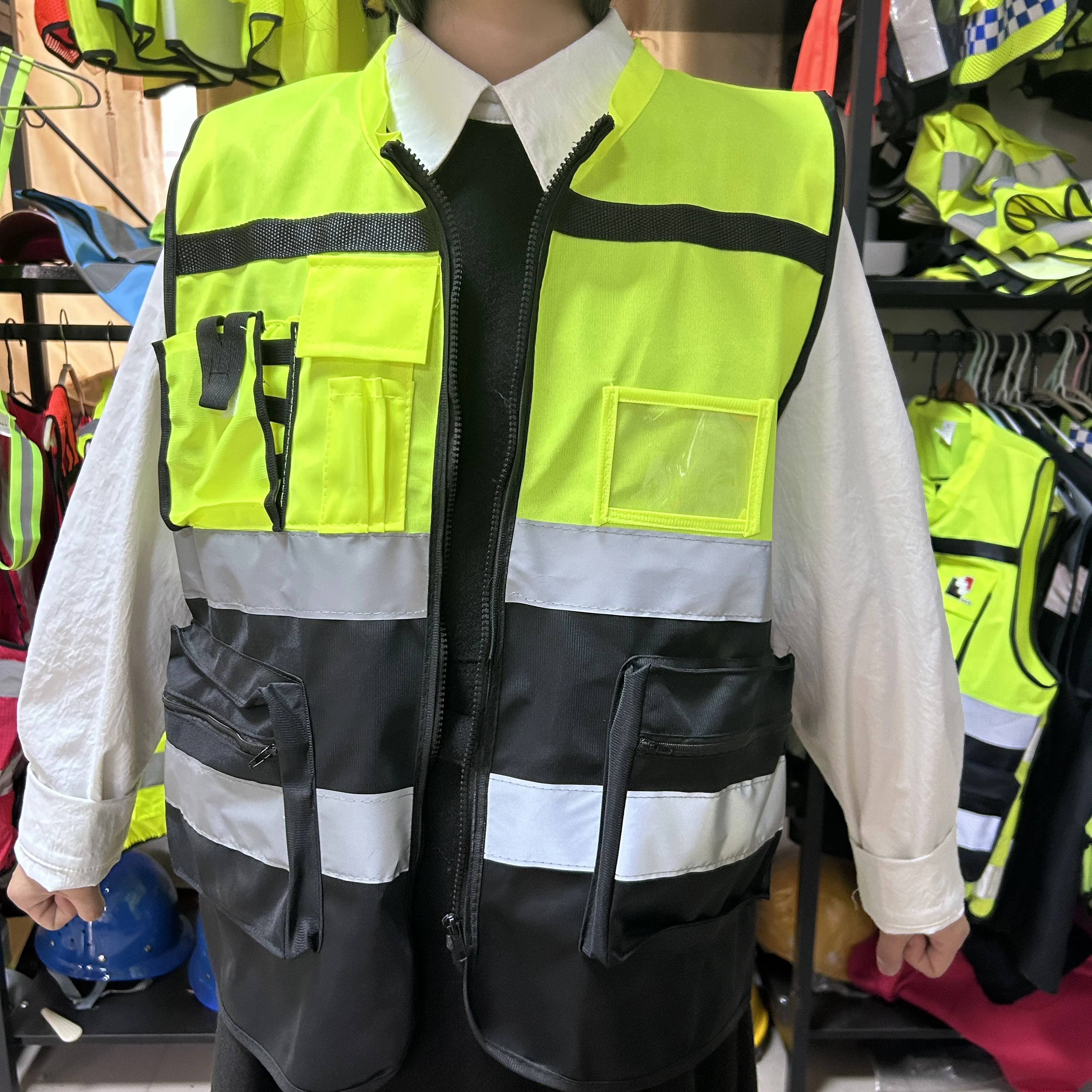 Customizable Logo ANSI Class 2 Motorcycle Safety Vest Fluorescent Green ...