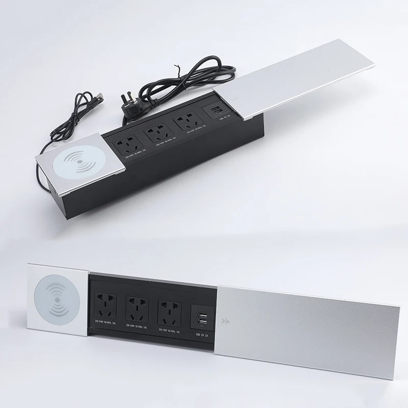 Customized Tabletop Hide Embedded Sliding Open Lid Power Grommets ...