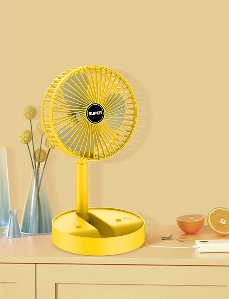 Portable Usb Telescopic Folding Fan Collapsible Rechargeable Floor Fan ...