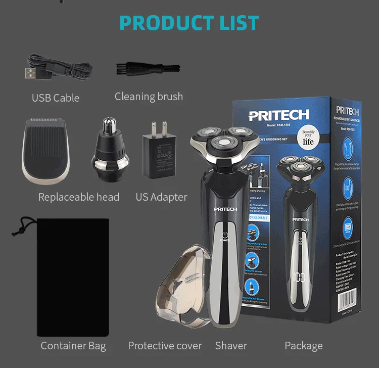 PRITECH Manli Shaver - USB Rechargeable Electric Shaver