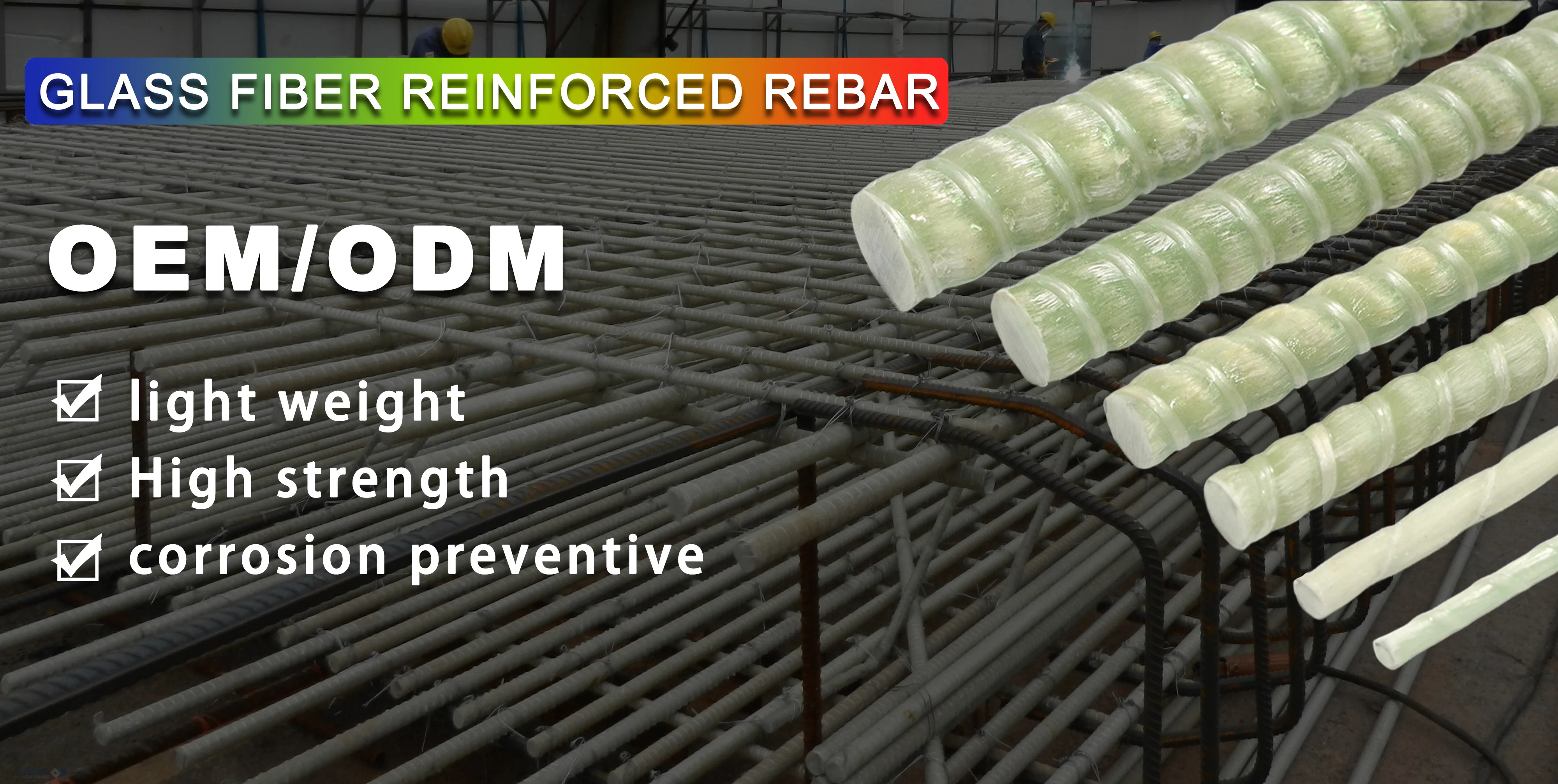 FRP Composite Reinforcement Rebar GFRP/FRP/GRP Customizable Fiberglass ...