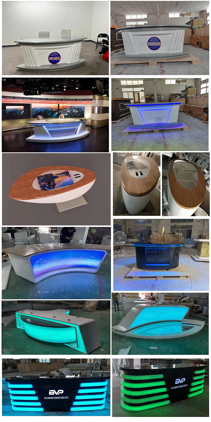 Customized TV News Studio Desk for Sports Room Broadcasting