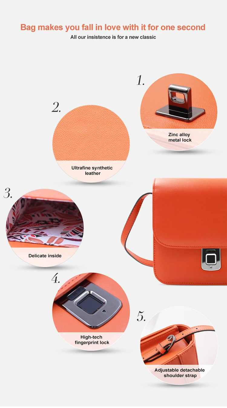 Custom Logo Fingerprint Lock Anti-theft Women Leather Handbag Smart And ...