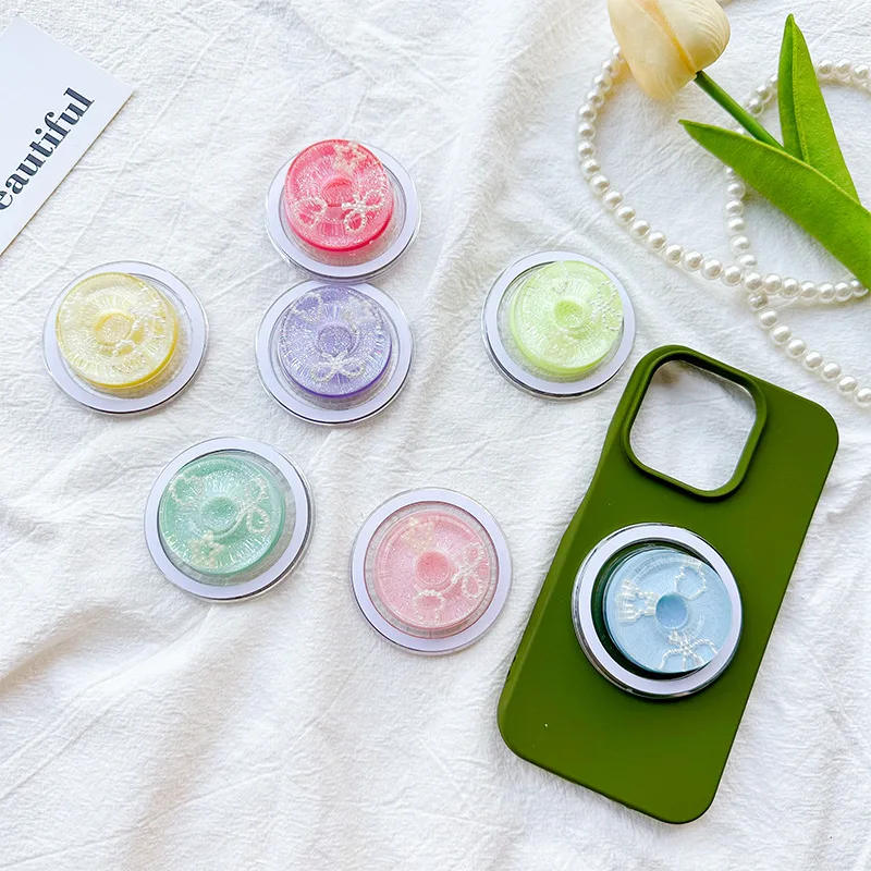 Wholesale N52 Transparent Clear Donuts Pattern Magnetic Removable Phone Grip Socket for Magnet ...