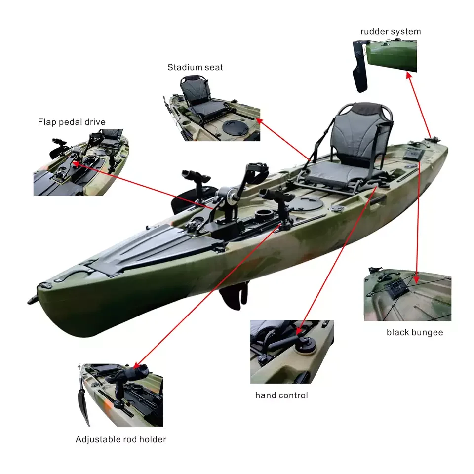 Fishing Kayak 12ft - Enjoy Foot Pedal Drive & HDPE Build