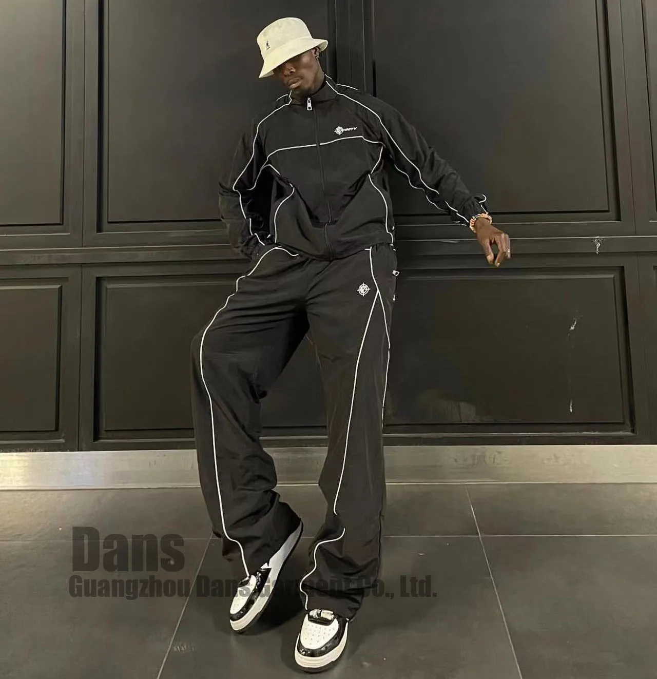 Mens Nylon Sweatsuit - Custom Reflective Strips Gym Sets