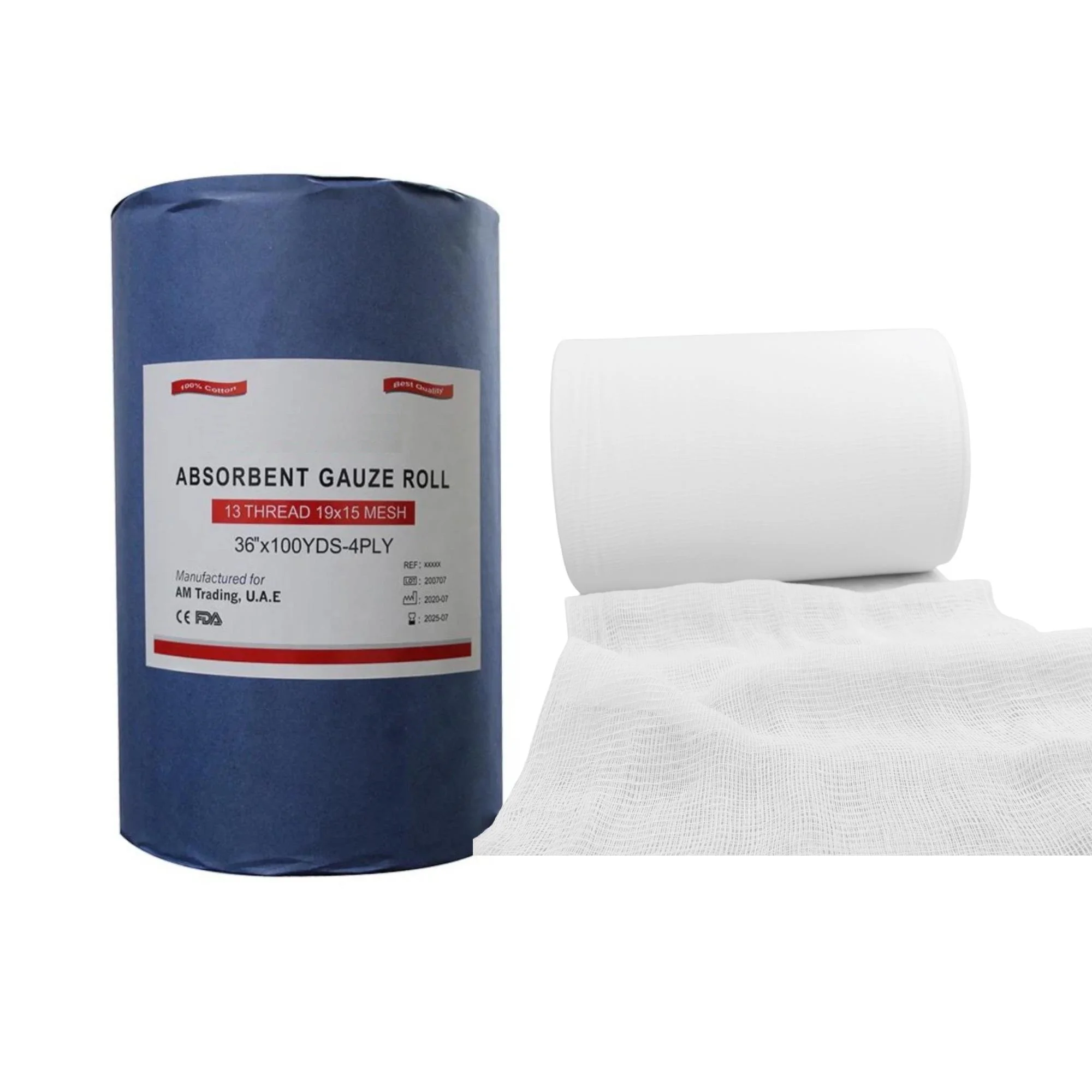 100% Cotton Medical Absorbent Gauze Roll with X-ray