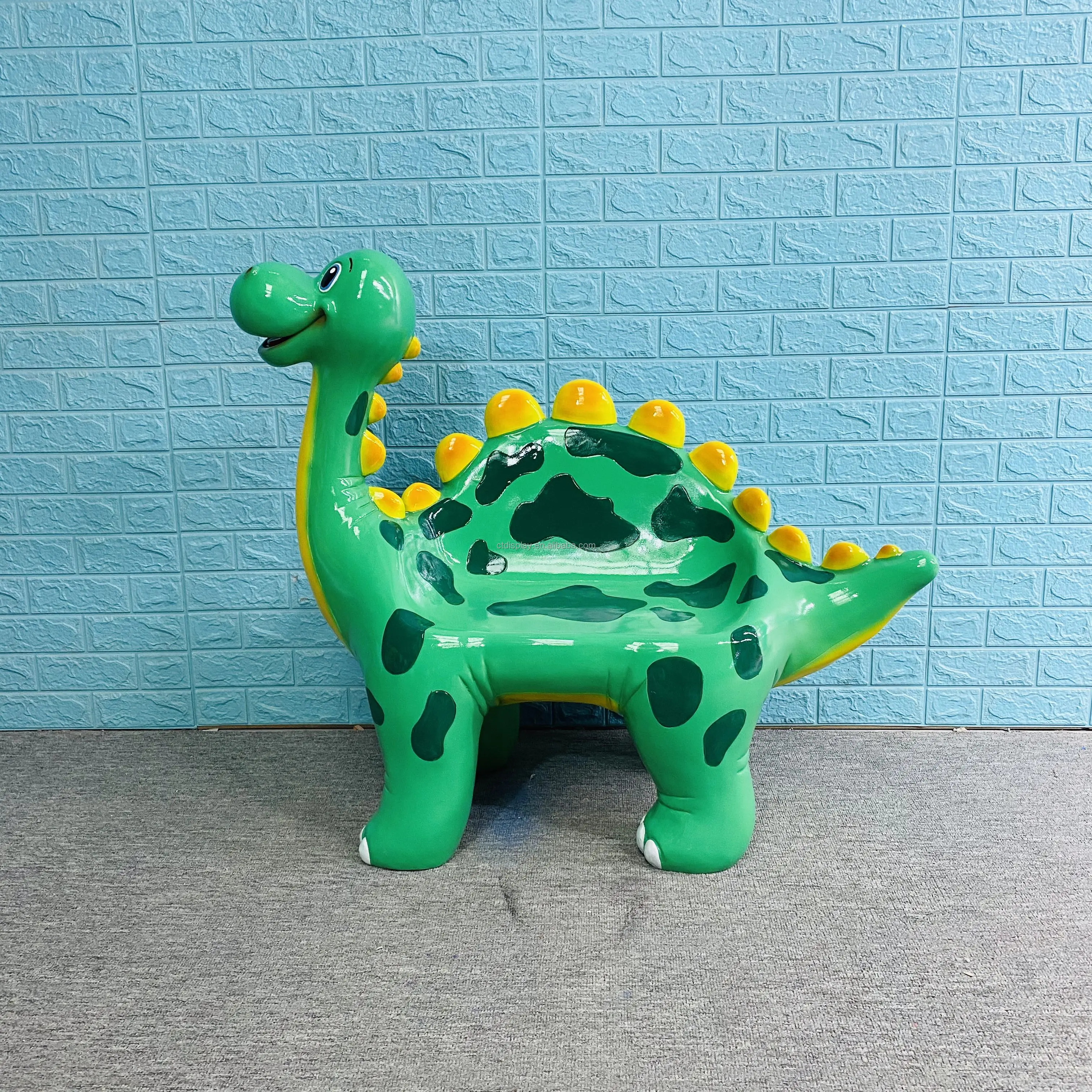 Outdoor Theme Park Fiberglass Sculpture Dinosaur Chair for Kids