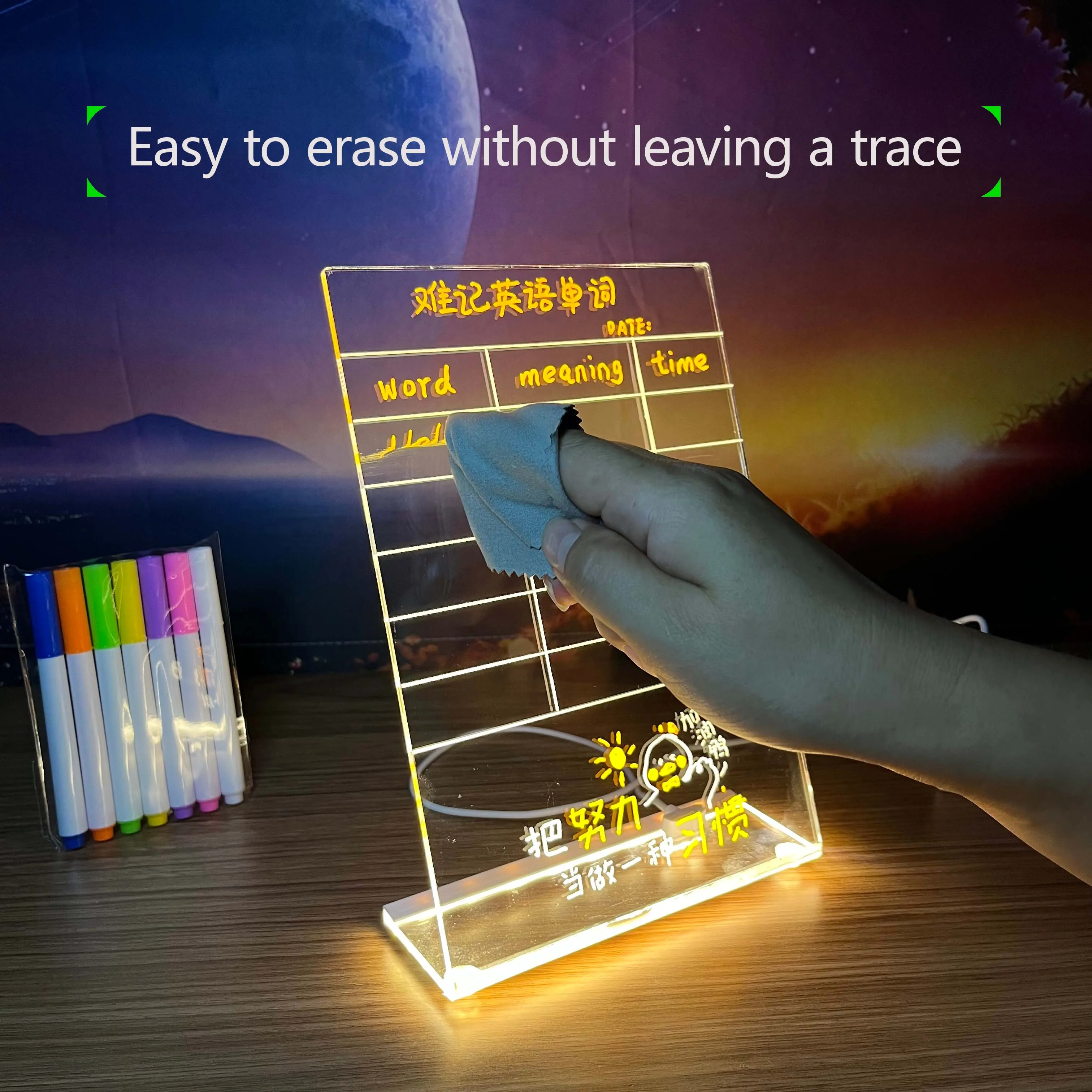 Creative Diy Note Board Blank Acrylic Writable Lamp Led Rewritable ...